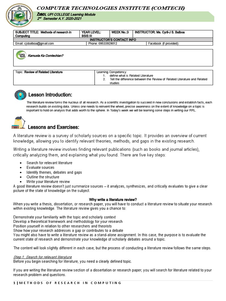 3-8 Week-2nd Sem-1st Session-Methods of Research in Computing - BSIS III | PDF | Validity ...