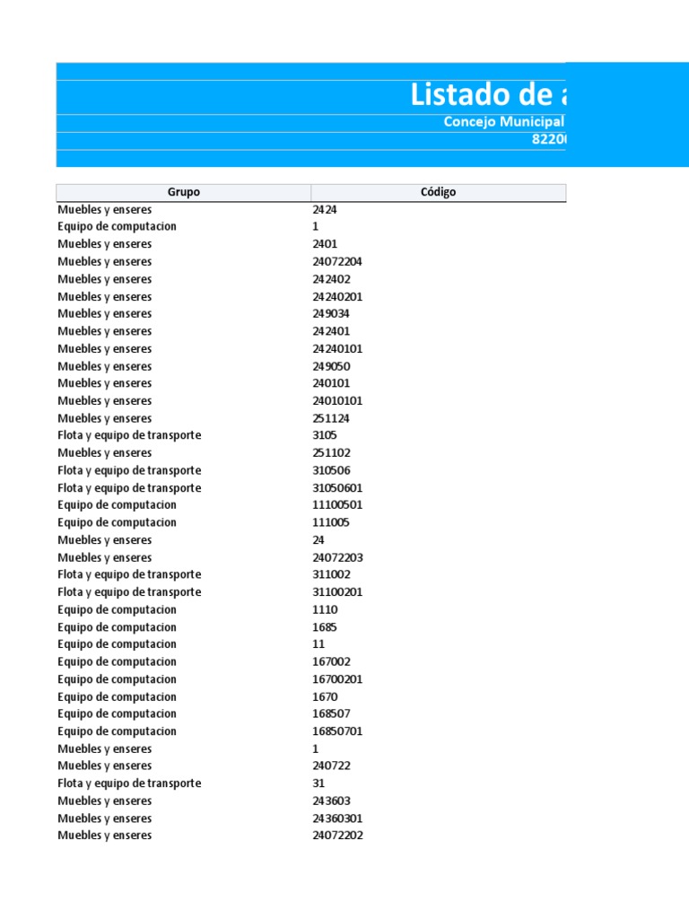 Lista De Activos Fijos