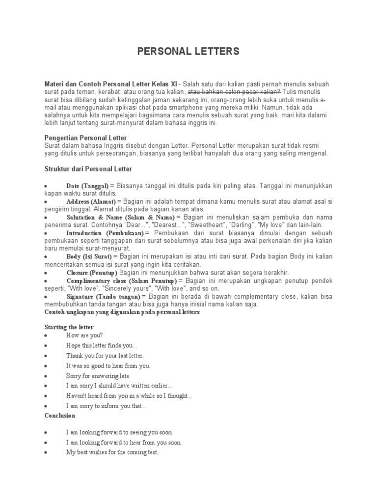 Personal Letters | PDF