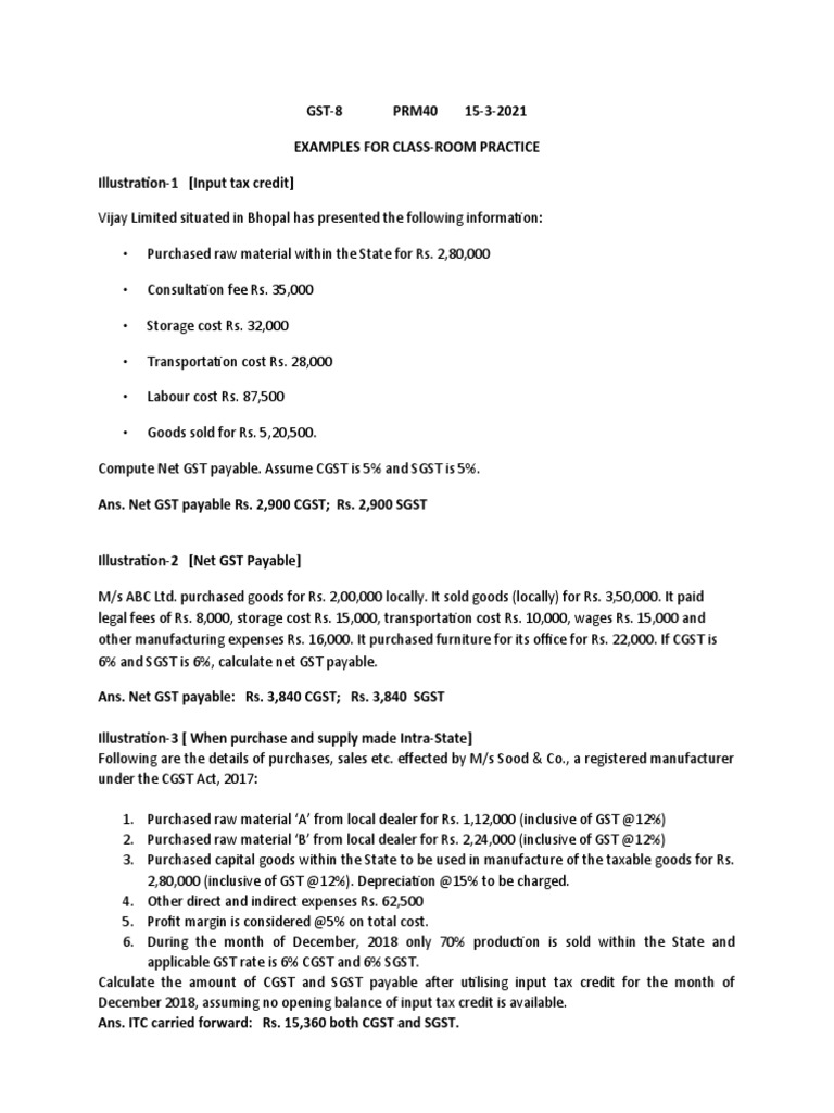 8 - GST-8-EXAMPLES - Email BEFORE The Session | PDF | Value Added Tax ...