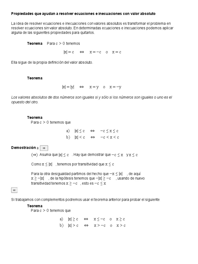 Definición y Propiedades Del Valor Absoluto | PDF