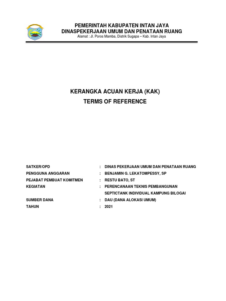 Contoh Sampul KAK | PDF