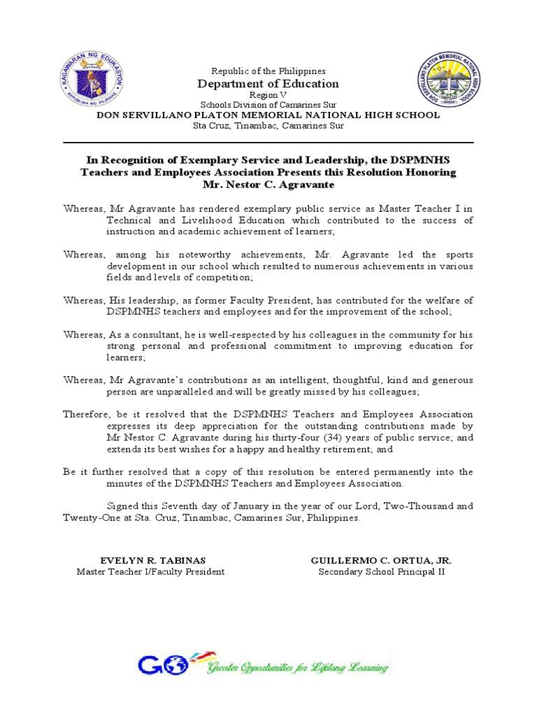 Honorary Resolution | PDF