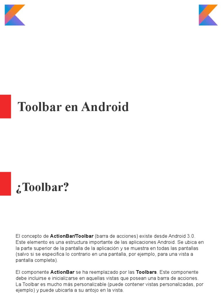 Toolbar Kotlin | PDF | Android (sistema operativo) | Ciencias de la Computación