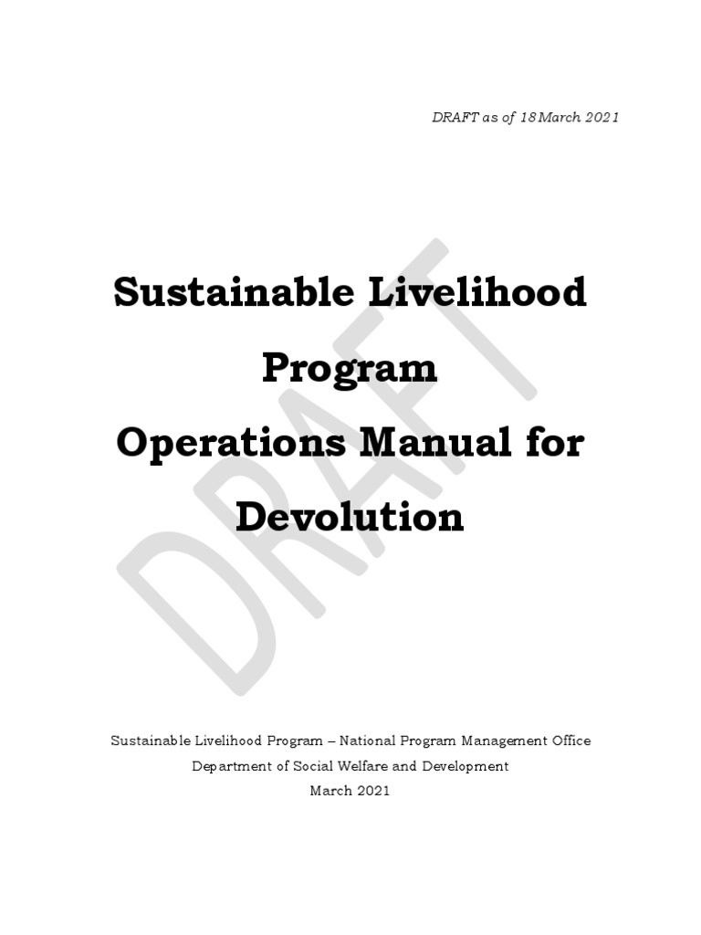 SLP Operations Manual For Devolution V - 1 - 3 - March - 18 - 2021 | PDF | Sustainability ...