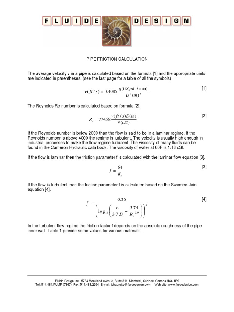 Pipe Friction Loss | PDF | Reynolds Number | Fluid Dynamics