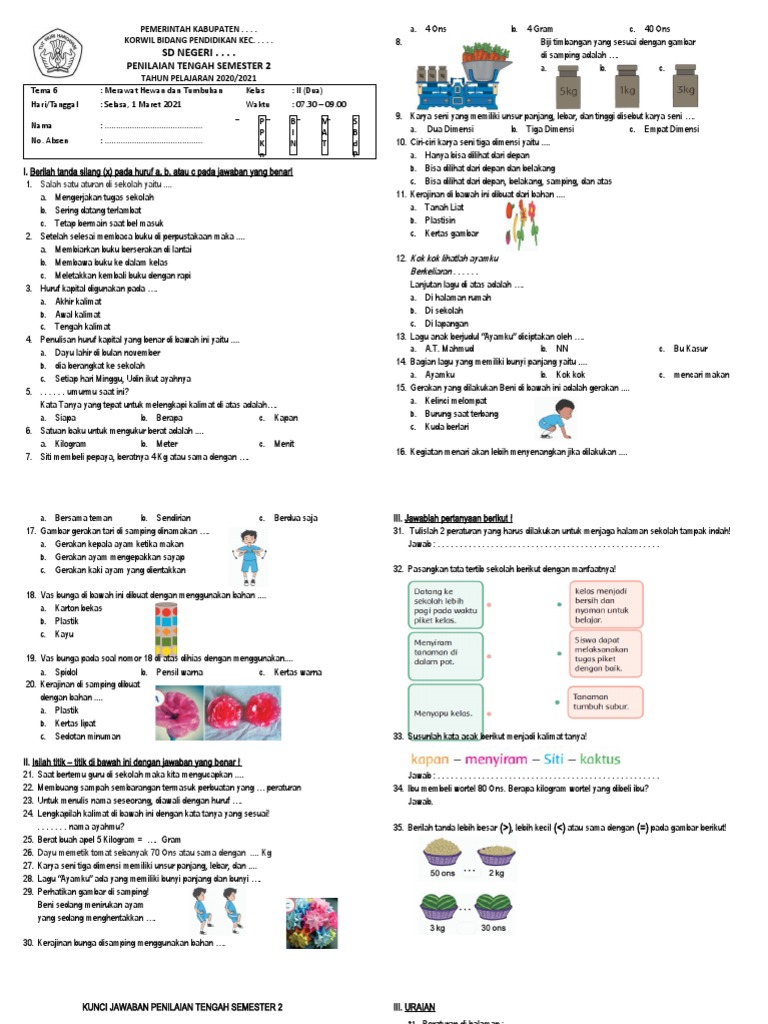 Soal PTS K2 T6 | PDF