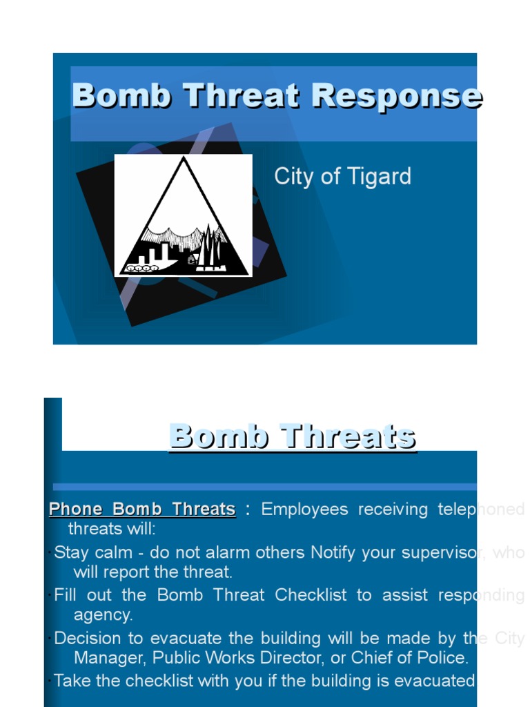 Bomb Threat Response | PDF | Law Enforcement | Crime & Violence