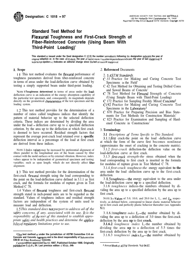 ASTM C 1018: Flexural Toughness Test | PDF | Fracture | Strength Of ...