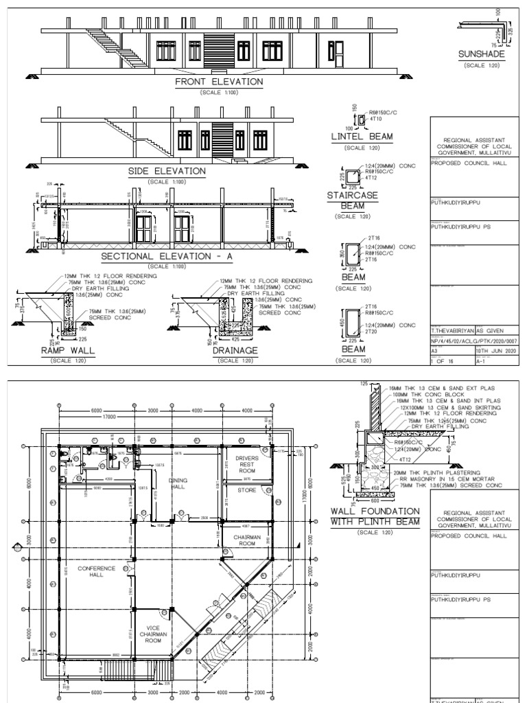 Proposed Council Hall Plans for Puthkudiyiruppu | PDF | Architectural ...
