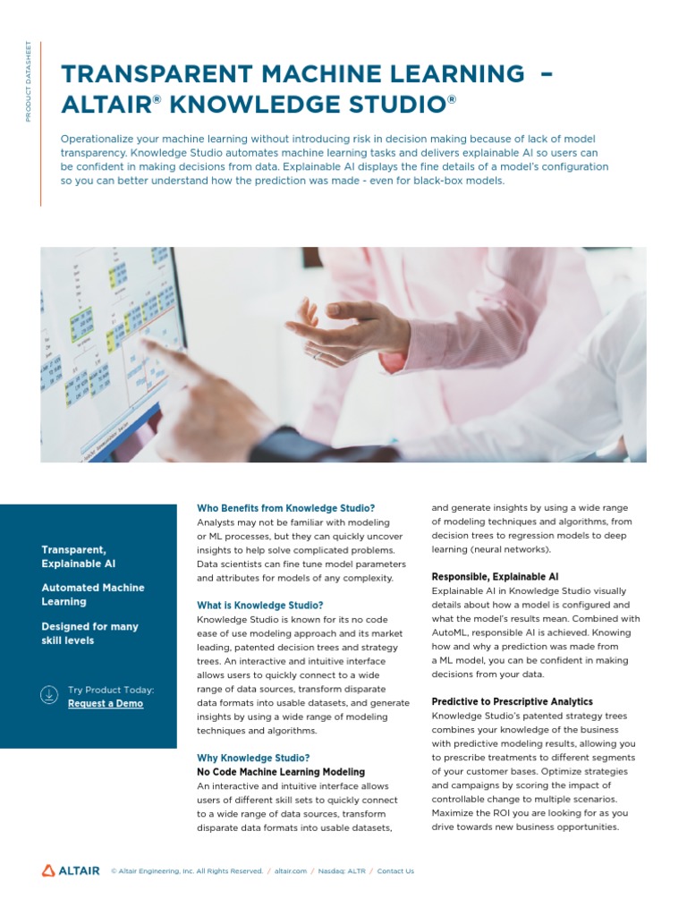 Transparent Machine Learning - Altair® Knowledge Studio® | PDF | Analytics | Artificial Intelligence