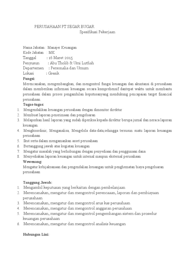 Perusahaan PT Segar Bugar | PDF