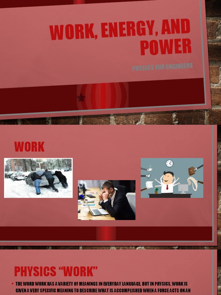 Work, Energy, and Power: Physics For Engineers | PDF | Potential Energy ...