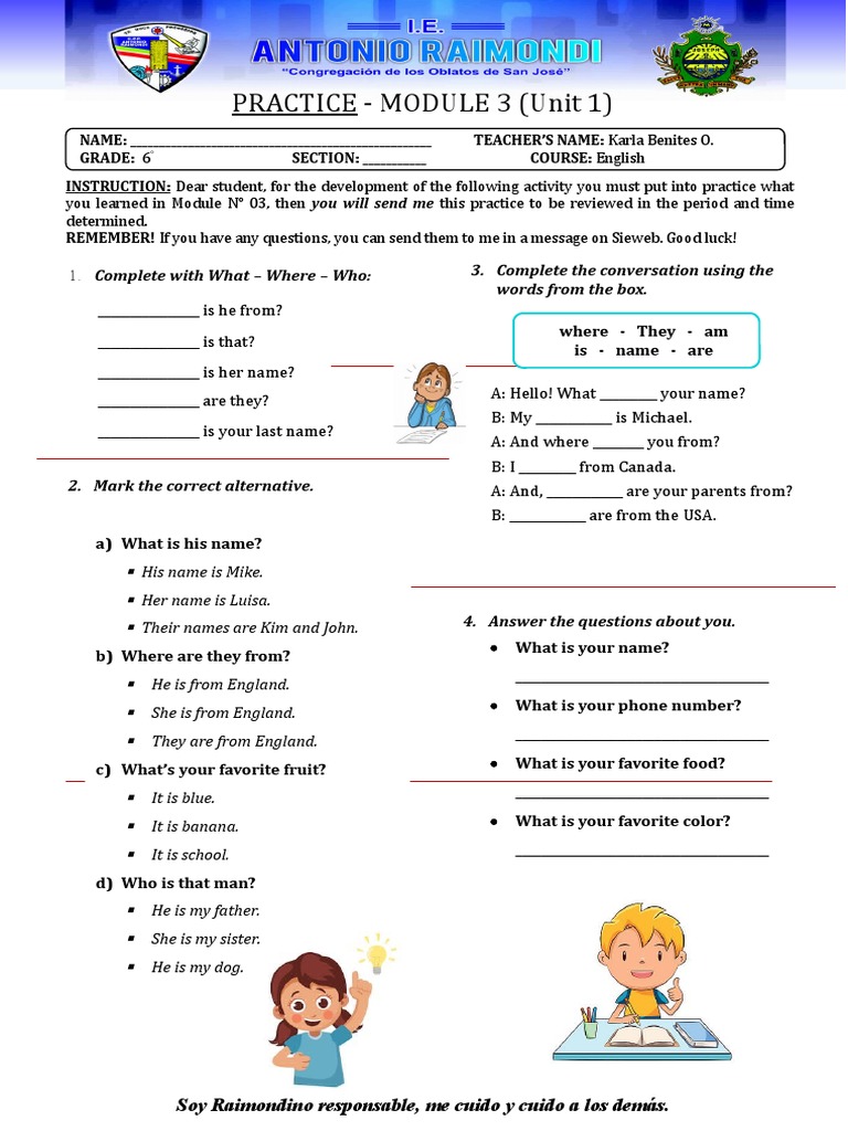 English Practice Module 3 - Grade 6 | PDF | Human Nature | Learning