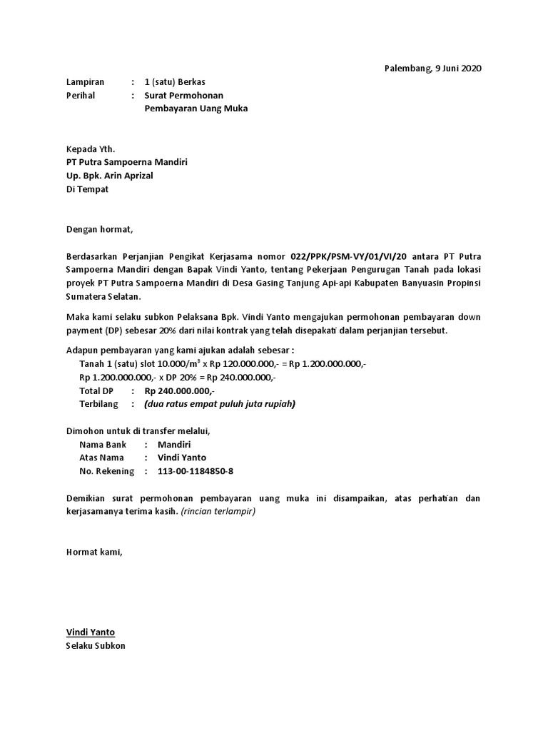 Surat Permohonan DP 20% | PDF