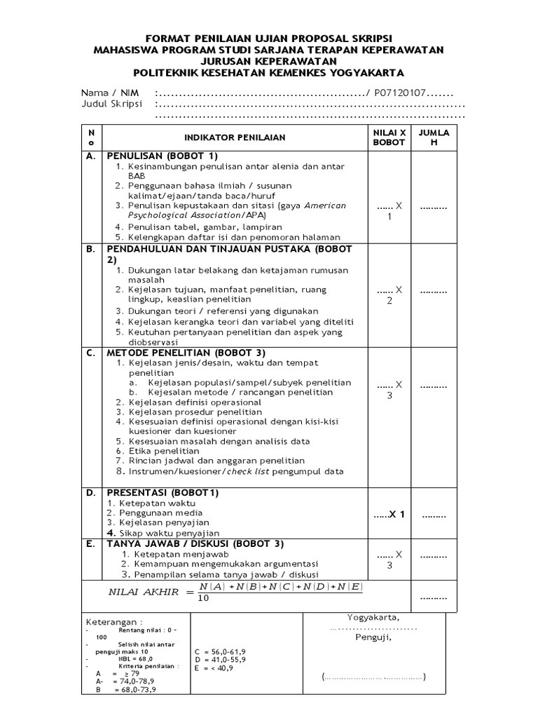 01 FORMAT PENILAIAN PROPOSAL Revisi | PDF