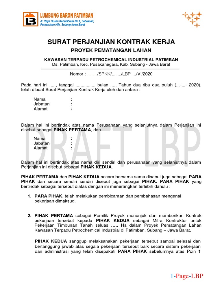 LBP Draft Kontrak | PDF