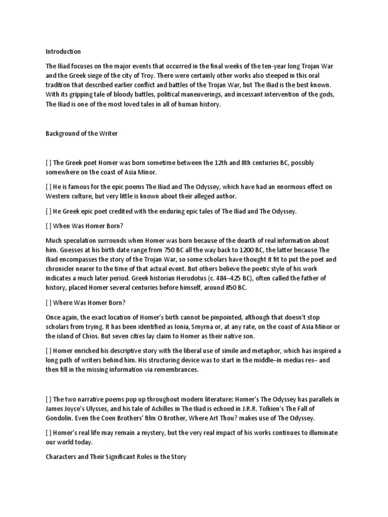 The Heroes and Setting of Homer's Epic Poem, The Iliad | PDF | Hector ...