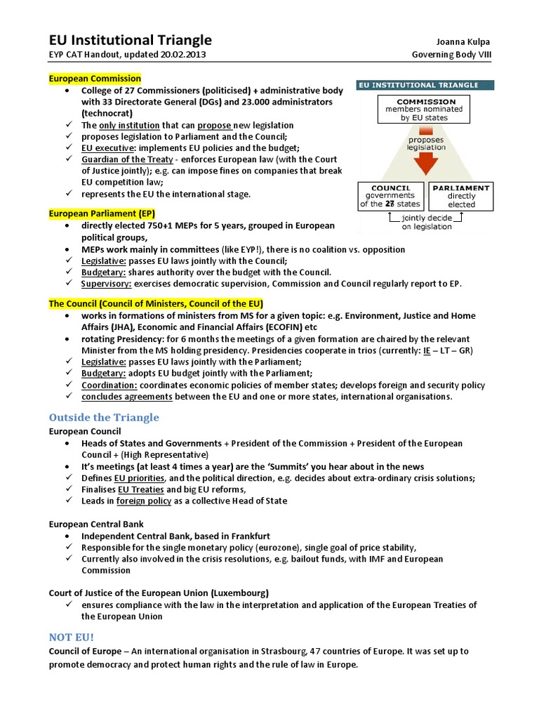 Institutional Triangle | PDF | European Union | European Parliament