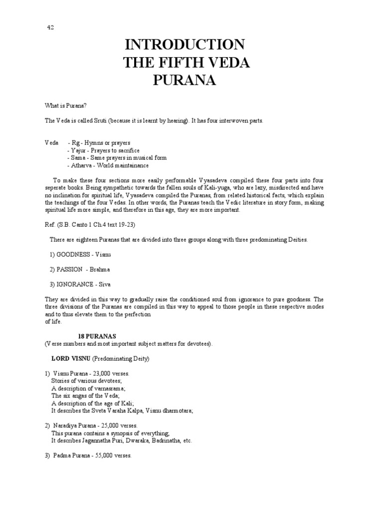The Fifth Veda: Purana | PDF | Bhagavata Purana | Puranas