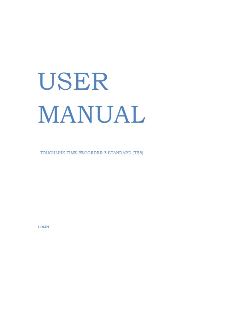 Touchlink Time Recorder 3 User Manual | PDF | Point And Click | Menu ...