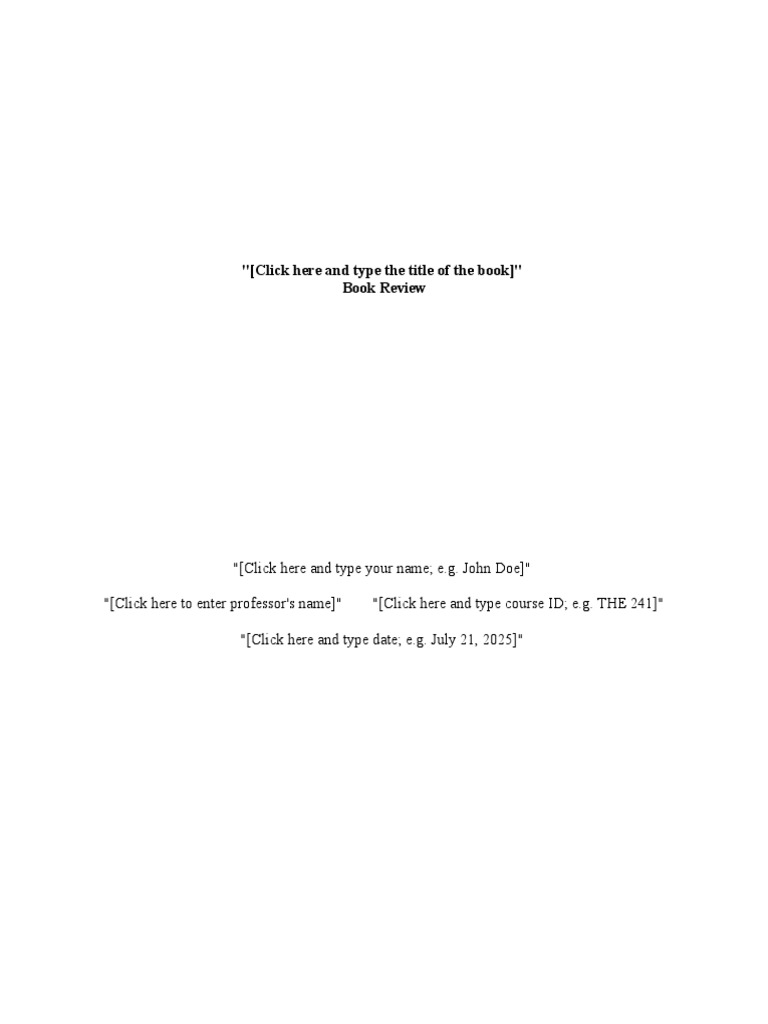 SWBTS Book Review Template Turabian 9th Edition | PDF | Books ...