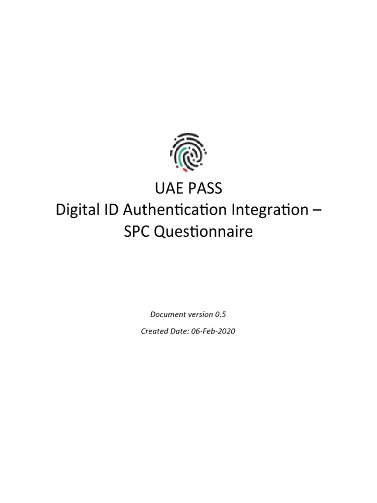 UAE - PASS - SP - Authentication - Questionnaire - V0.5-MOBILE | PDF ...