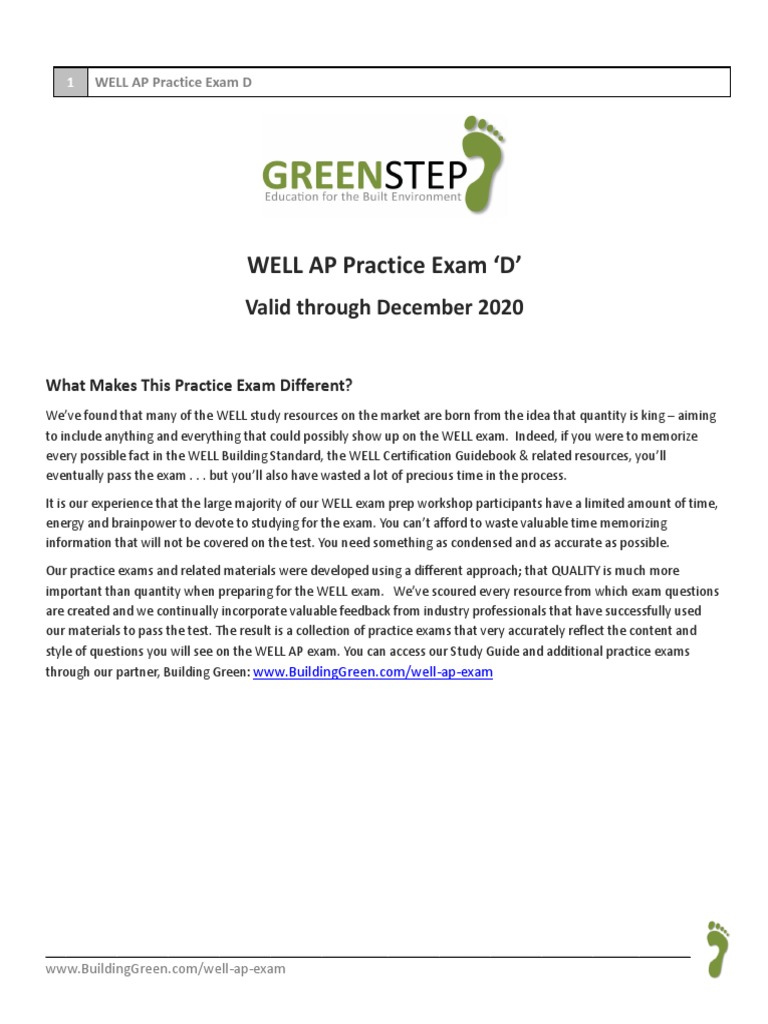WELL AP Exam Practice Test D | PDF | Retina | Lighting