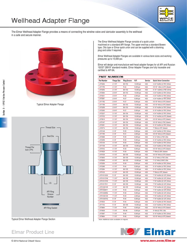 WPCE Wellhead Adapter Flange | PDF | Equipment | Gas Technologies