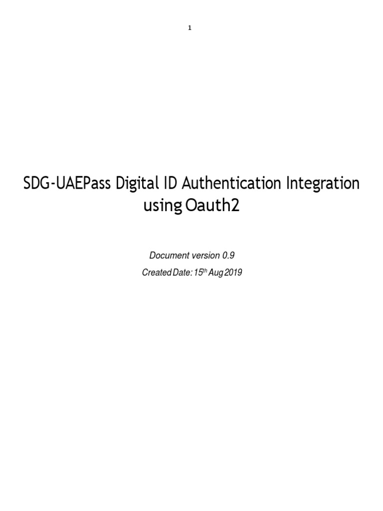 SDG-UAEPASS SP Authentication Integration OAuth Version 1.0 | PDF | Hypertext Transfer Protocol ...