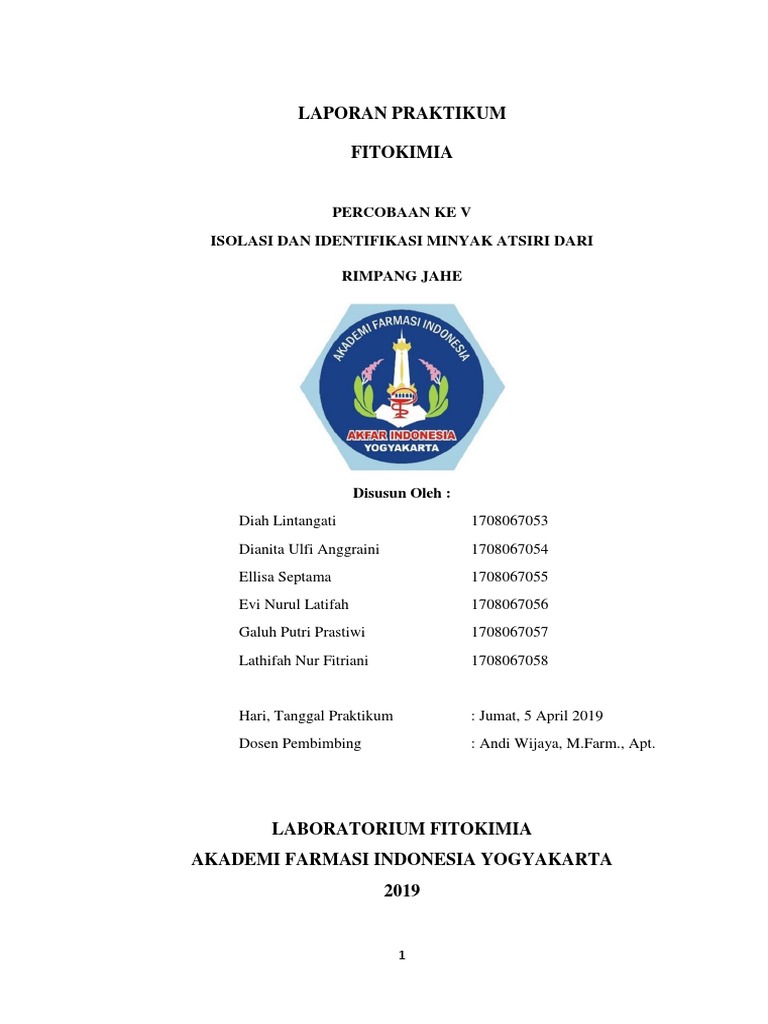 Laporan Praktikum Fitokimia p5 Isolasi Dan Identifikasi Minyak Atsiri ... Laporan Praktikum Fitokimia p5 Isolasi Dan Identifikasi Minyak Atsiri ...