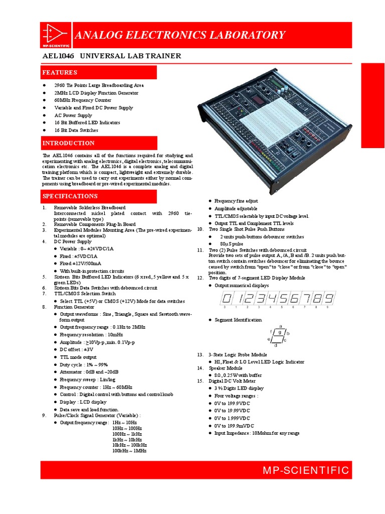 Ael1046 Universal Lab Trainer | PDF | Power Supply | Switch