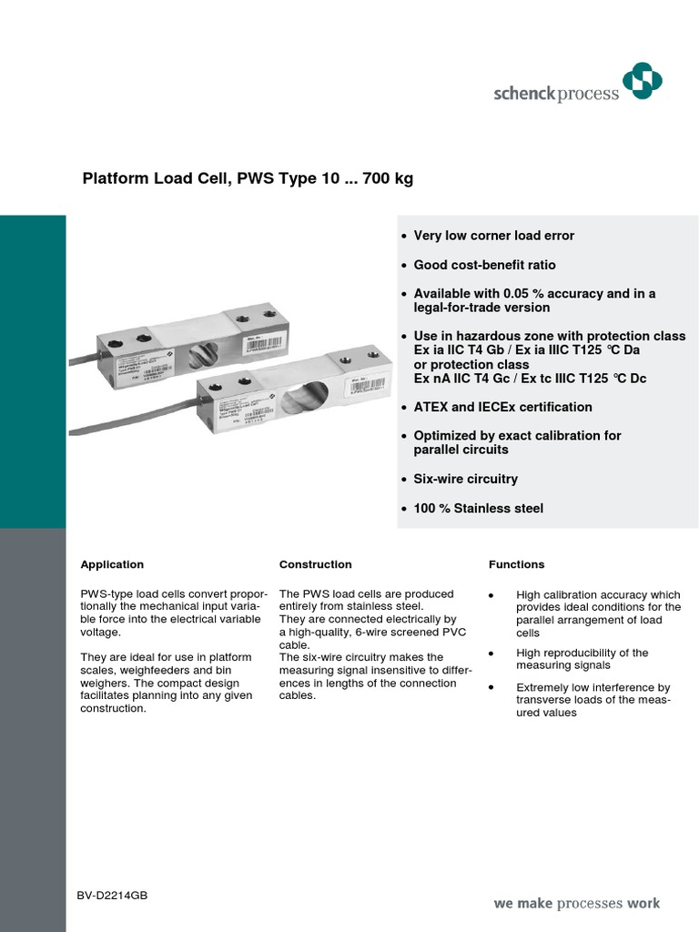 Platform Load Cell, PWS Type 10 ... 700 KG | PDF | Electrical ...