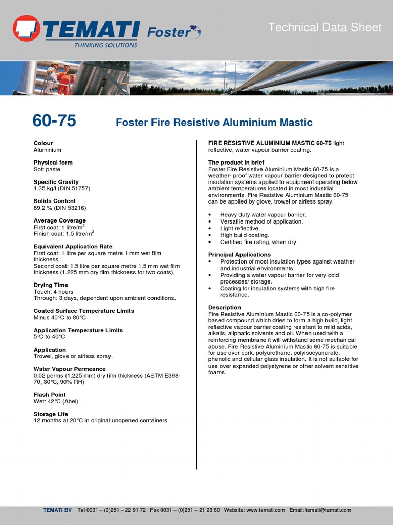 Foster Fire Resistive Aluminium Mastic: Technical Data Sheet | PDF ...