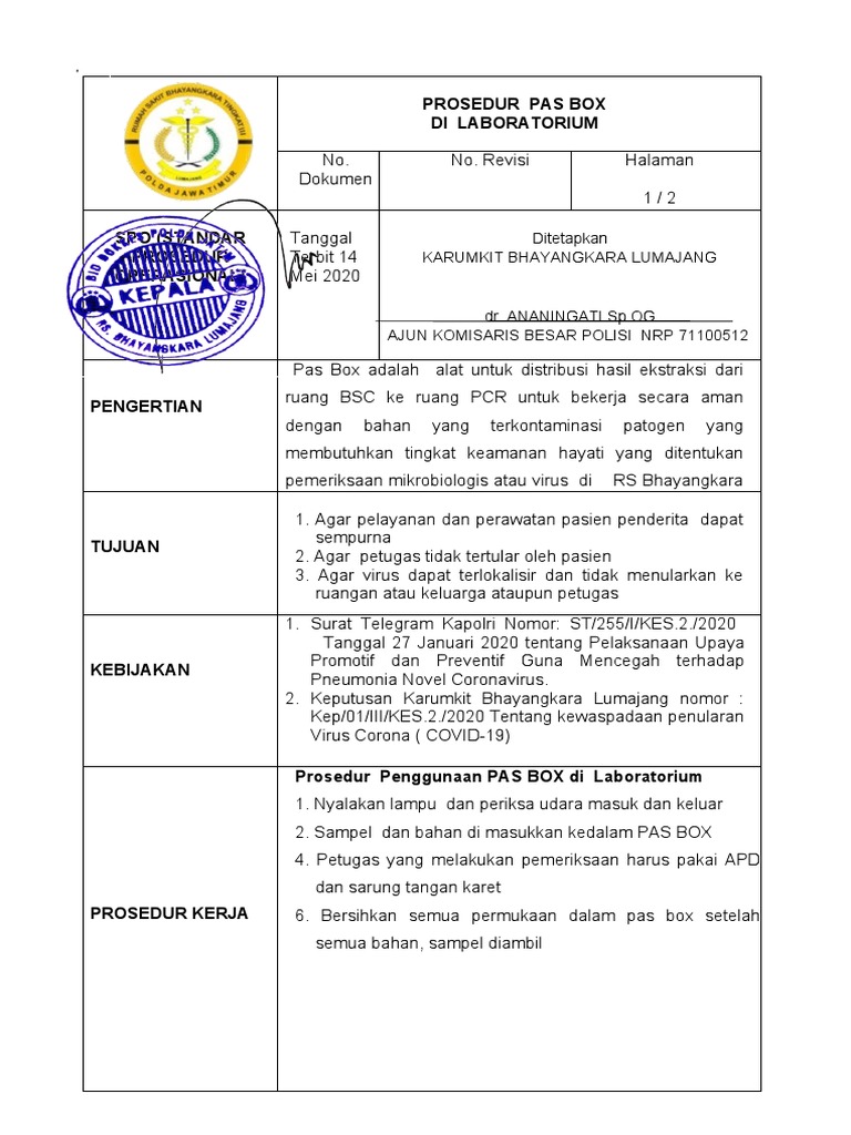 Sop Penggunaan Pas Box | PDF