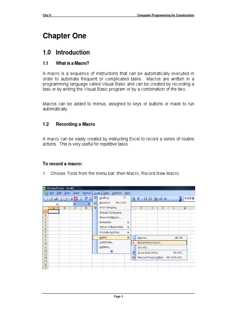 VBA-Chapter 1 - Lecture Note | PDF | Microsoft Excel | Data Type