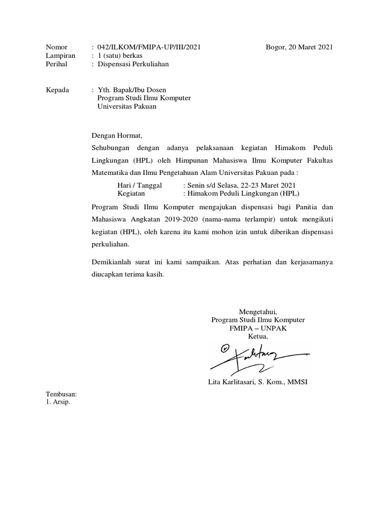 042 Surat Dispensasi HPL | PDF