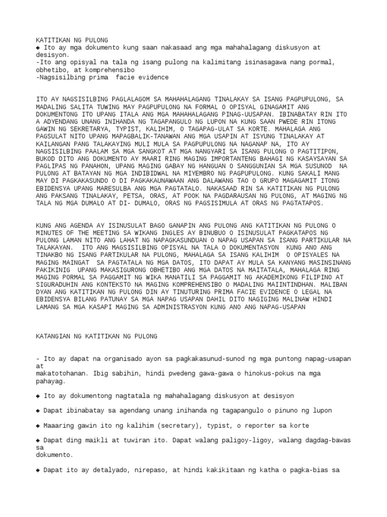 Katitikan NG Pulong | PDF