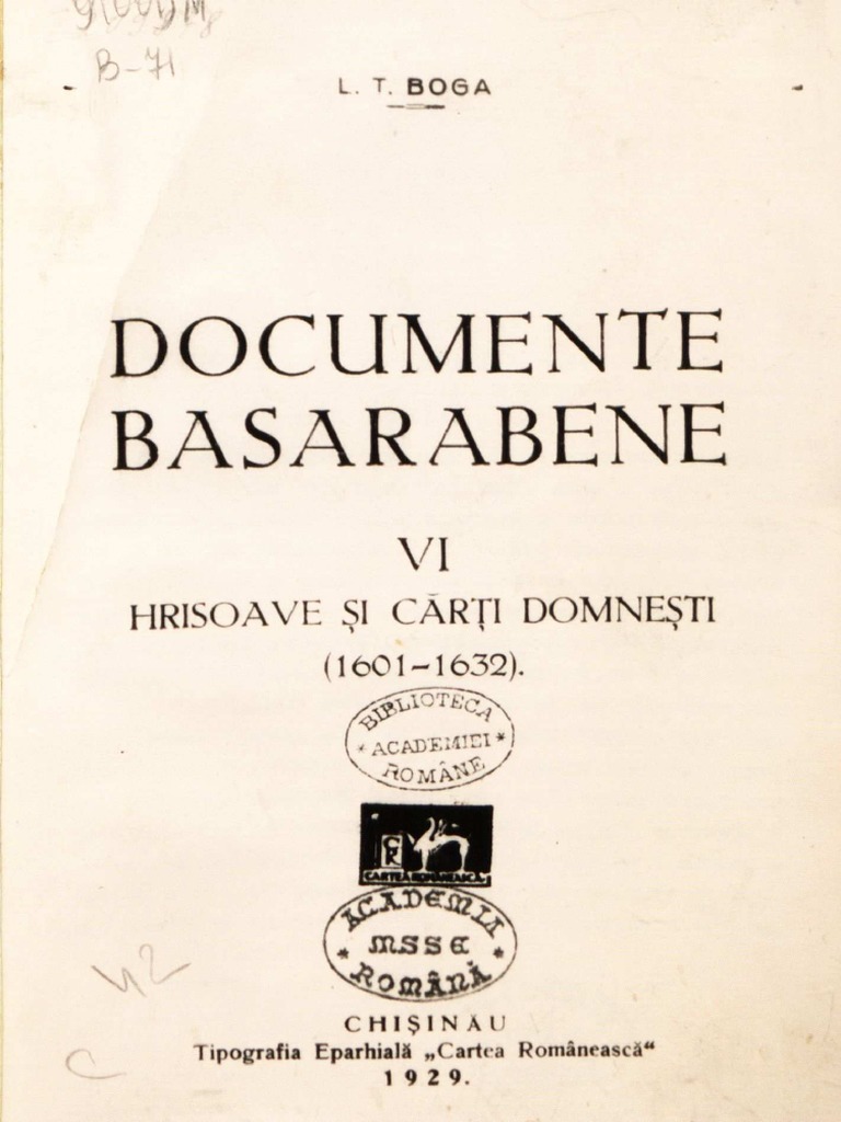 DOCUMENTE BASARABENE 6 Hrisoave Si Carti Domnesti (1601-1632) | PDF