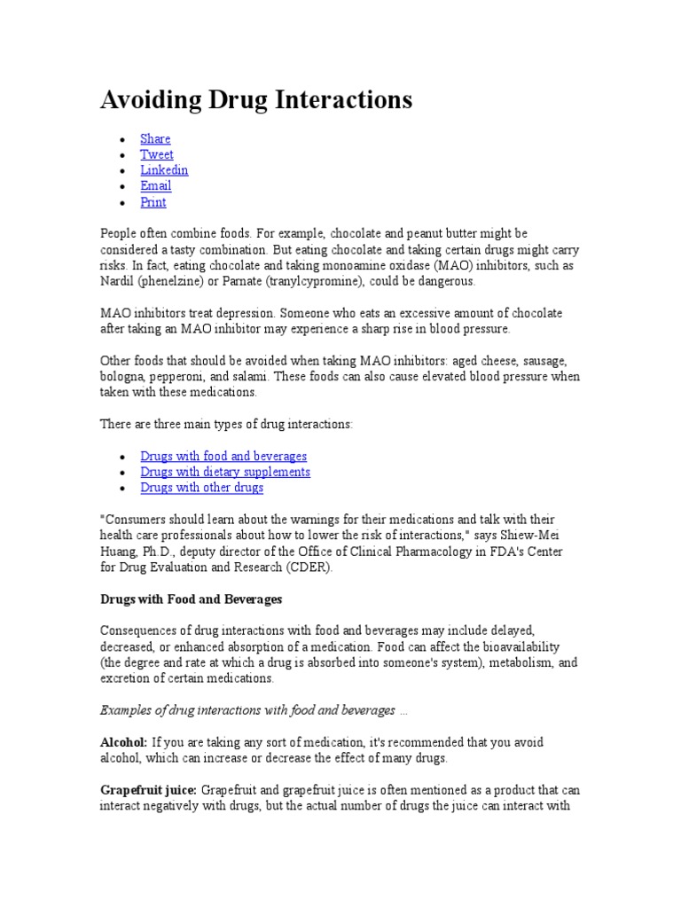 Avoiding Drug Interactions | PDF