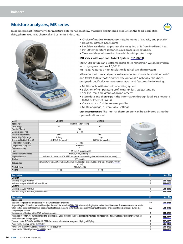 Moisture Analysers, MB Series: Balances | PDF | Tablet Computer ...