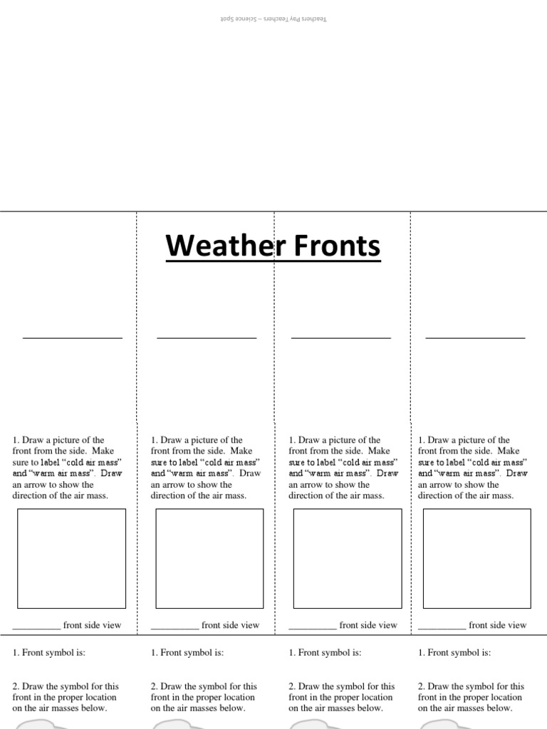 Weather Fronts Foldable Notes | PDF