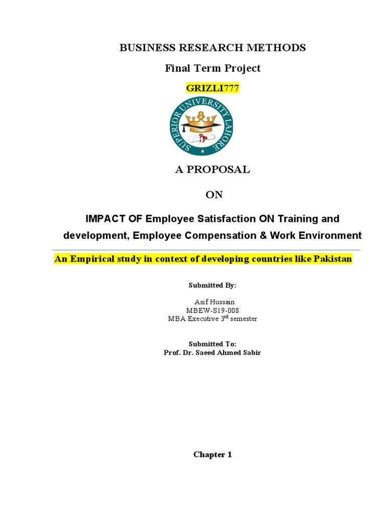 Sample Proposal 1 | PDF | Customer Satisfaction | Job Satisfaction