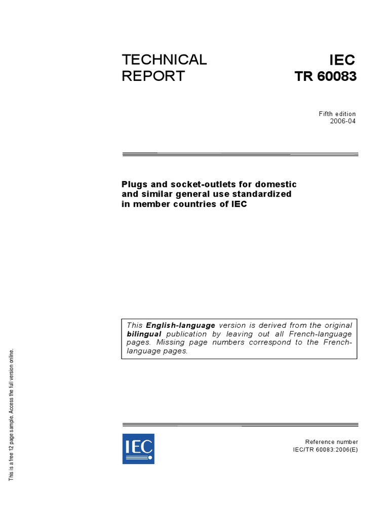 Iec60083 (Ed5.0) en D | PDF | Ac Power Plugs And Sockets | Electrical ...