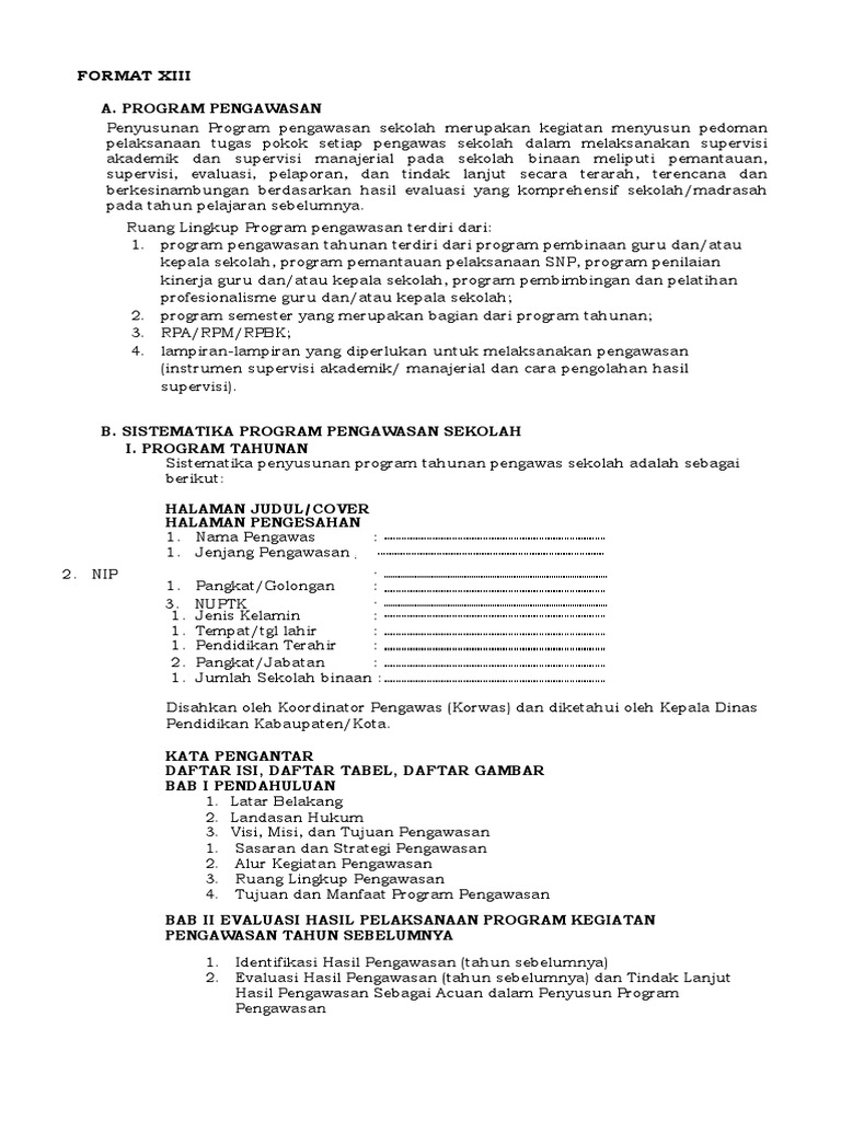 03.13. Format XIII Program Pengawasan Tahunan Semester RPA RPM | PDF