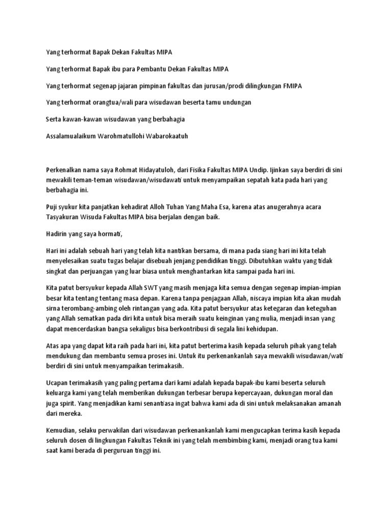 Pidato Singkat Wisudawan Terbaik | PDF