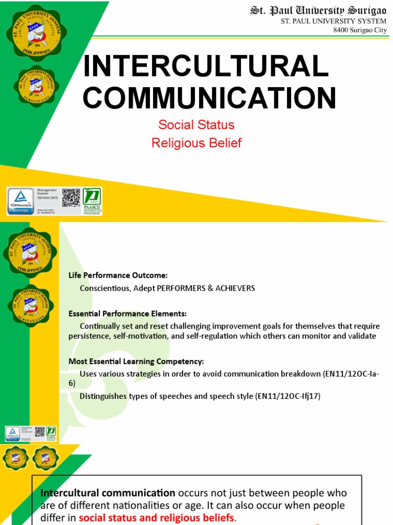 Intercultural Communication: Social Status Religious Belief | PDF ...