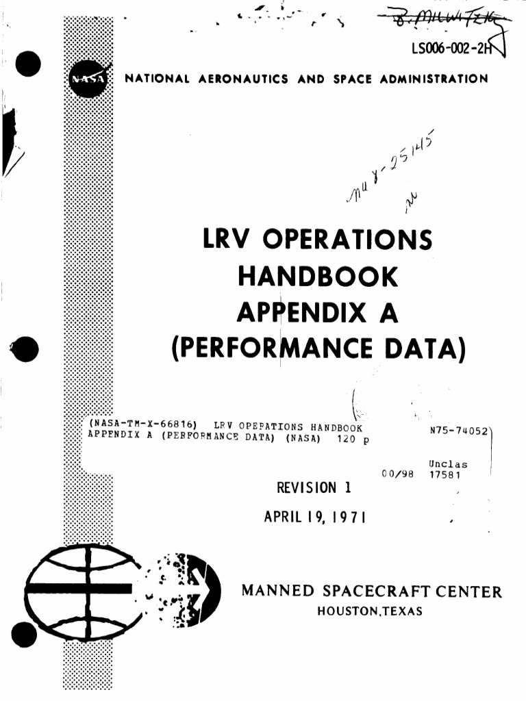 LRV Operations Handbook Appendix A (Performance Data) | PDF | Metrology ...