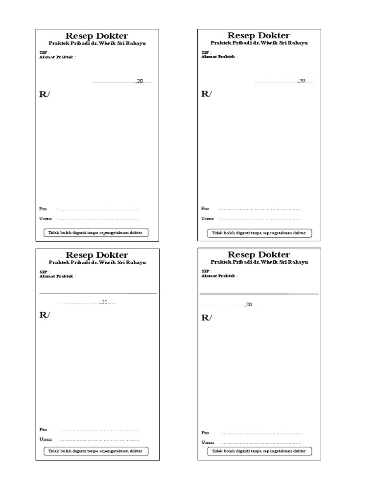 Resep Dokter Form | PDF | Kesehatan Holistik