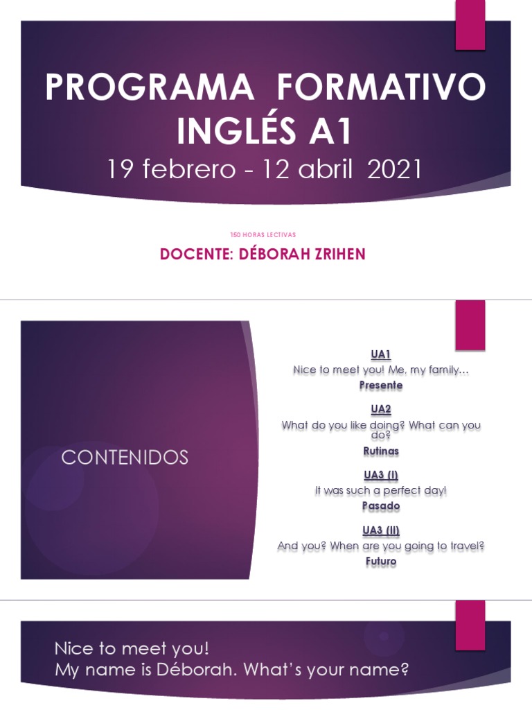 Programa Formativo Inglés A1 | PDF | Plural | Grammatical Number